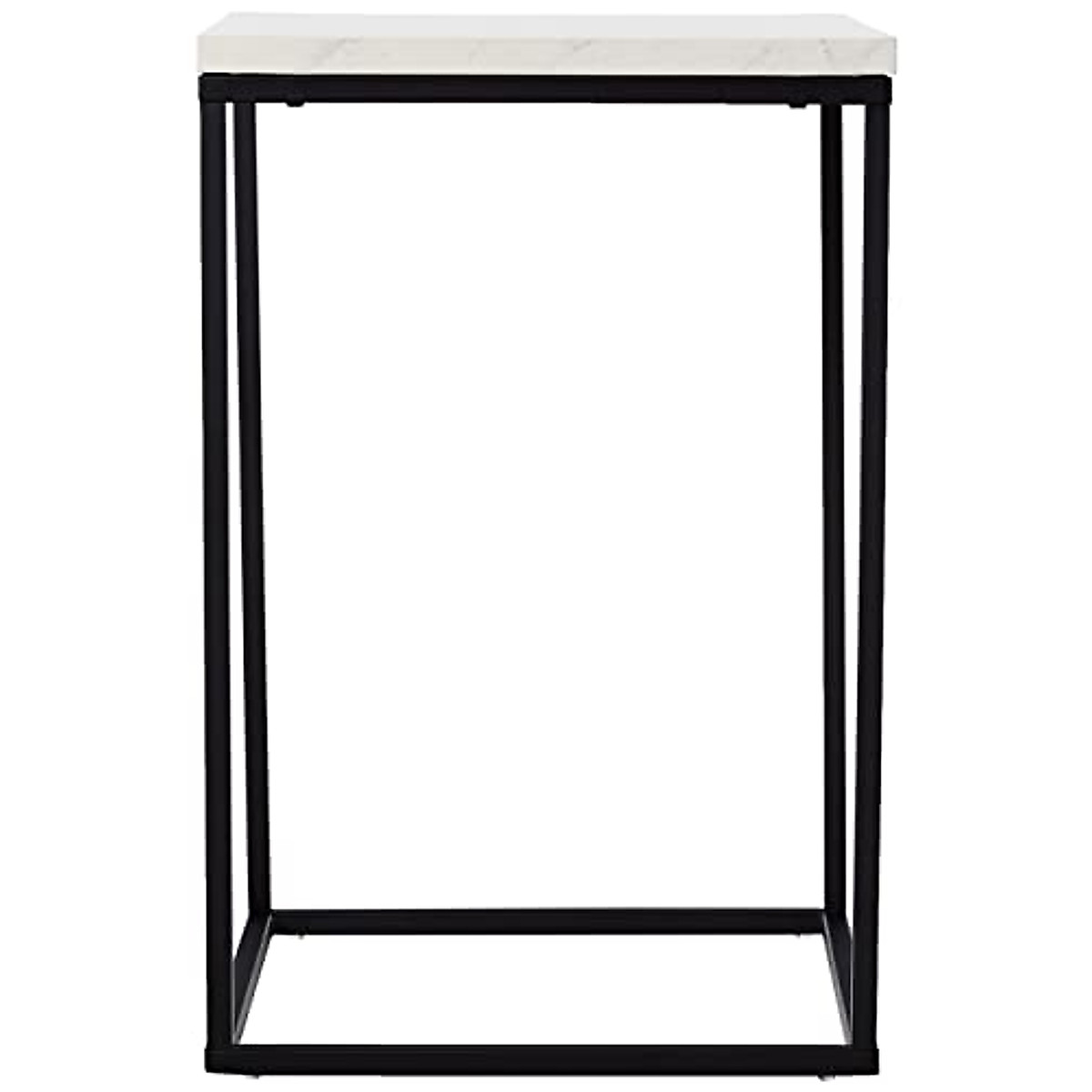 Walker Edison Modern Open Square Wood Side End Accent Table Living Room Storage Small End Table, 16 Inch, Marble