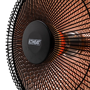EZ-HEAT 1,000-Watt Indoor Parabolic Dish Space Heater with 70-degree Wide Oscillation and Dual Heat Settings, Adjustable Tilt, Tip Over Switch & Overheat Protection Sensor, MT-BFGD-8C