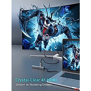 USB C Hub, uni 5-in-1 USB C to Ethernet Adapter Hub with 4K USB C to HDMI, 1Gbps Gigabit Ethernet Port, 3 USB 3.0 Ports (Aluminum Shell, Nylon Braided Cord) for MacBook Pro, iPad Pro, XPS and More