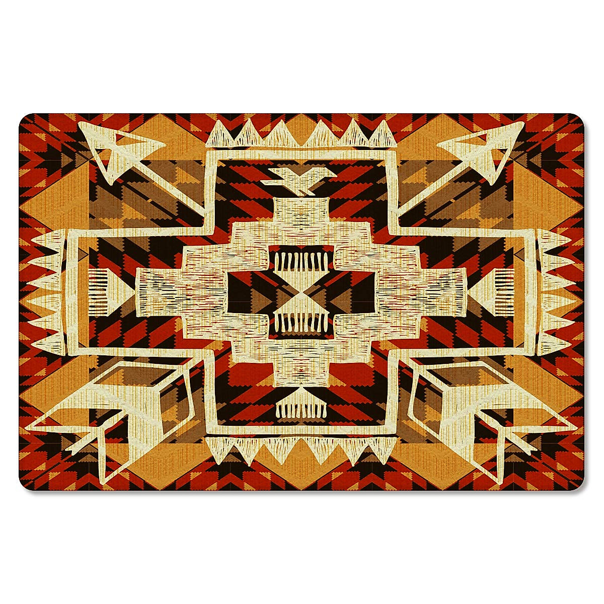 Rustic Brown Yellow Antifatigue Kitchen Bath Door Mat Cushioned Runner Rug,Washable Welcome Floor Sink Mat,Retro Original Red Black Plaid Decor Waterproof & Non-Slip Comfort Standing Doormat,18"x30"