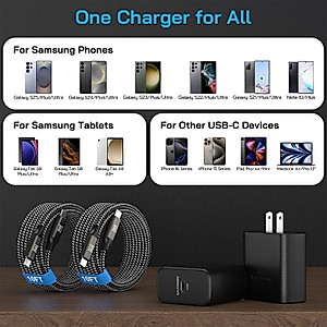 45W Super Fast Charger Type C, [2 Pack] 45 Watt USB-C Charger PD/PPS Wall Charging Block for Samsung Galaxy S25 Ultra/S25+/S25/S24/S23 Ultra/S23+/S22 Ultra/S22+/S20 Ultra, Tab S8(with 2X 10ft Cable)