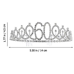 Frcolor Birthday Crowns for Women, Rhinestone Birthday Tiara Happy 60th Birthday Queen Headband with Combs for Mother Grandmother