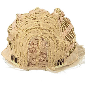 SWACC 14-Inch Short Straight Middle Part Hair Wig Medium Length Synthetic Heat Resistant Wigs for Women with Wig Cap (Platinum Blonde)