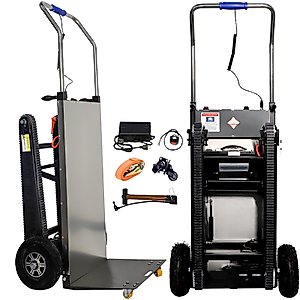 HITUGU 661lb Electric Stair Climbing Hand Trucks Dolly Cart for Moving, 600W Motor Battery Powered Capacity Heavy Duty Folding Stair Climber Cart Hand Trolley for Home Furniture Logistics Warehouse