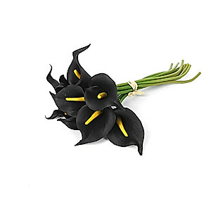 G Home Collection Real Touch 9 Calla Lily Bouquet in Black 13" Tall