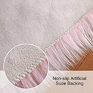 Softlife Fluffy Faux Fur Sheepskin Rugs Luxurious Wool Area Rug for Kids Room Bedroom Bedside Living Room Office Home Decor Carpet (3 x 5ft, Pink)