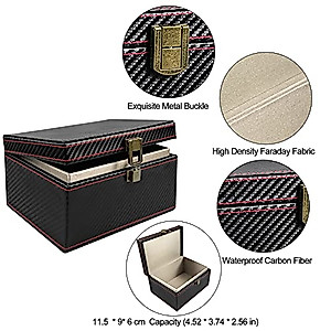 Faraday Box for Car Keys and Black/Red Car Key Signal Blocking Pouch Soft Leather Faraday Bag for Key Fob RFID Box for keyless Entry Car Keys Theft Prevention (1 Small Box + 1Black/1Red Pouch)