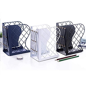 DengHU Bookeds,Adjustable Bookends Table Desktop Desk Expandable Adjustable Bookcase Bookend for Heavy Books Holder for Desk Book Stand Heavy Duty Bookend (White)