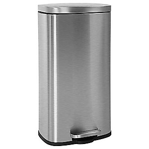 Kitchen Trash Can with Lid Step Trash Bin, 8 Gallon/ 30L Brushed Stainless Steel Fingerprint-Proof Garbage Can for Office Study Bedroom Bathroom Trash Can