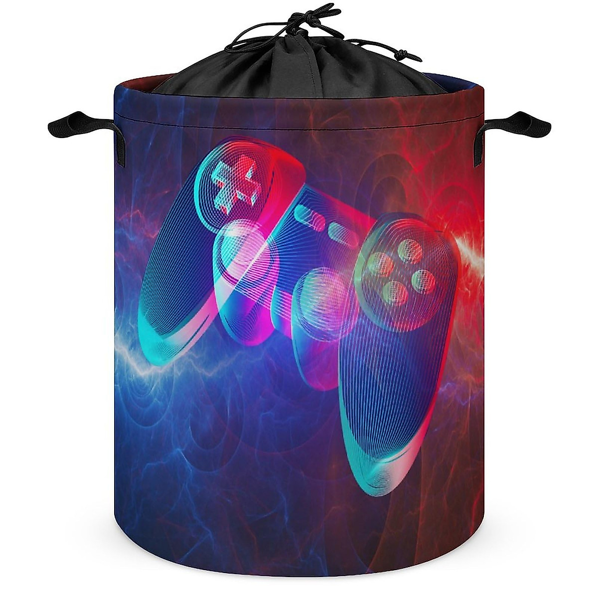 Boys Gamepad Waterproof Oxford Cloth Laundry Basket Abstract Gaming Controller Gamer Video Pattern for Blanket Toys Dirty Clothes in Living Room Bathroom Bedroom One Size
