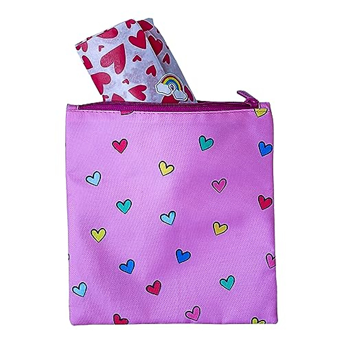 Yumbox Pochette 8x8 in. Large Reusable Sandwich & Snack Bag (2-Pack) - Eco-Friendly, BPA-Free, Water-Resistant, Easy-Wash - Woof & Hearts Design - Perfect for School, Work & Travel