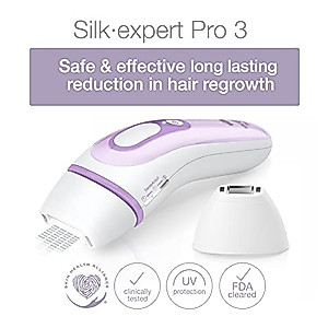 Braun IPL Hair Removal for Women and Men, Silk Expert Pro 3 PL3111 with Venus Smooth Razor, Long-lasting Hair Removal System for Body & Face, Corded