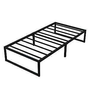 Richwanone 14 inch Twin XL Platform Bed Frame Heavy Duty Metal Mattress Foundation with Steel Slat Support, No Box Spring Needed, Easy Assembly, Black