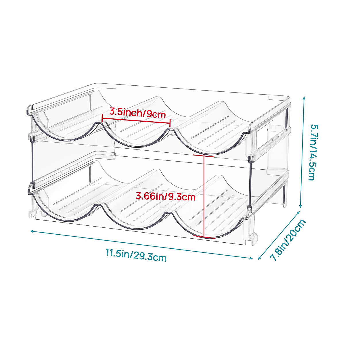 Vtopmart Stackable Water Bottle Organizer Holder, 2 Pack Clear Plastic Cup Storage Rack for Pantry Kitchen Cabinet Cupboard Countertop Organization and Storage, Hold 6 Bottles