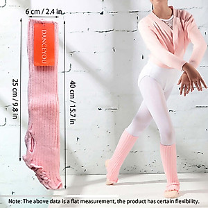 DANCEYOU Ballet Leg Warmers for Girls Toddler Teens Stirrup Ankle Warmers Knitted Socks for Dance Practice Yoga Sports Casual, Pink