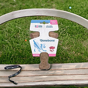 moofin Puppy, 1 Count - Wishbone Dog Chew Toy, Durable Teething Support with Real Bacon Flavor, Large - includes SS Pet Training Whistle, USA-Made, Dog Chew Toy [Pack of 3], Brown