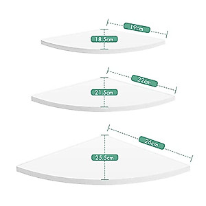 Yosoo Corner Floating Shelf, 3Pcs Floating Corner Shelf Wall-Mounted Storage Rack Bookshelves Home Furniture Office Decor, Wall Shelf Corner Shelves, Saving Space Round Design Bearing Load up 5kg