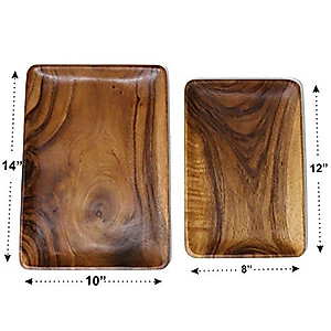 Wrightmart Wooden Trays, Set of 2, Decorative Rustic Food, Fruit, and Snack, Charcuterie-Appetizer Servers – Perfect Kitchen, Ottoman or Coffee Table Trays, Made from Acacia Wood