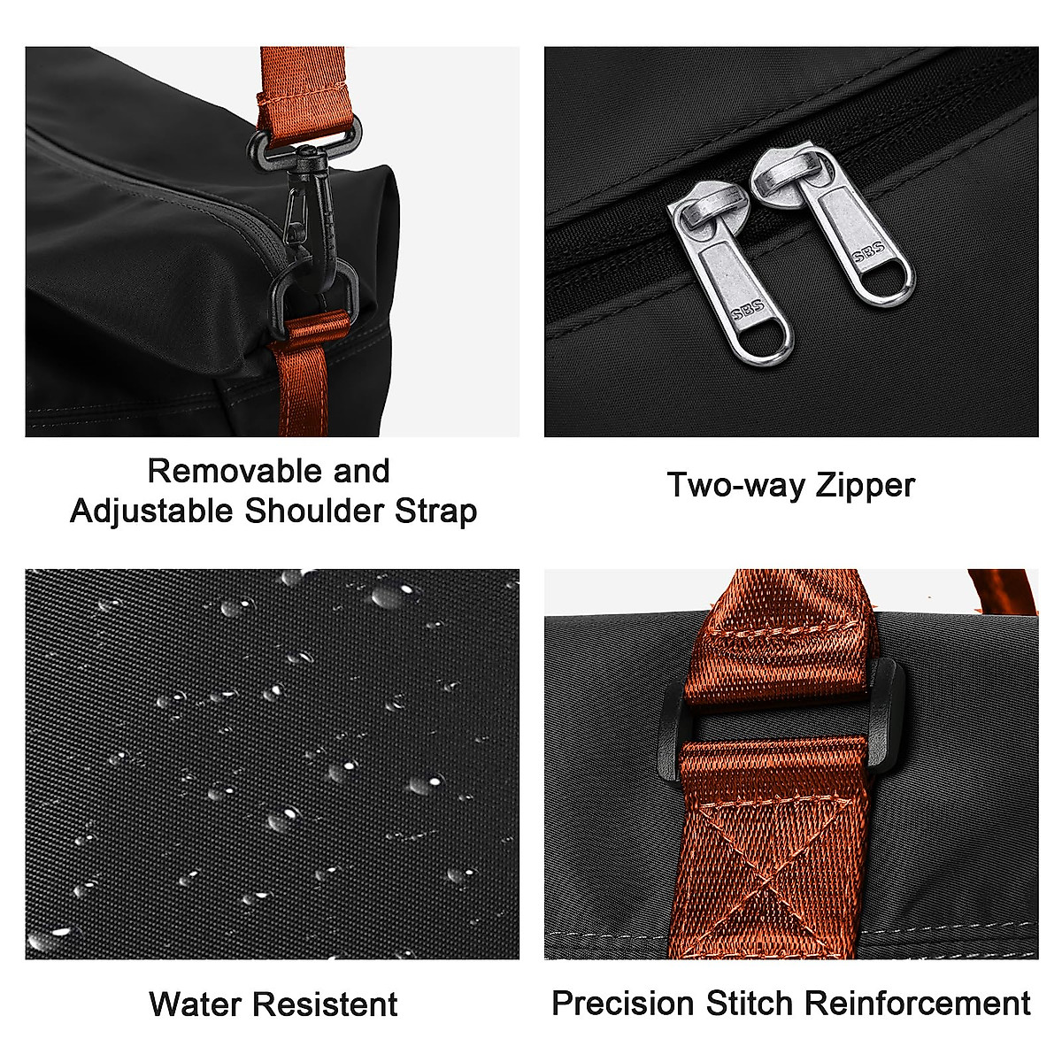 Travel Duffel Bag with Toiletry Bag, Sports Tote Gym Bag, Shoulder Weekender Overnight Bag for Women,Black & Brown