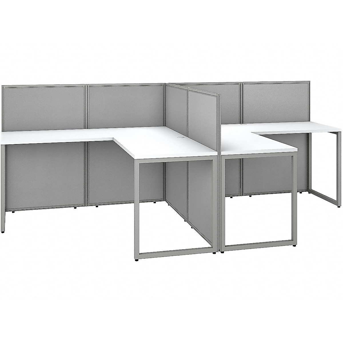 Bush Business Furniture Double Cubicle Desk with Privacy Panels | Easy Office Collection Two Person L Shaped Table | 60Dx120Wx45H