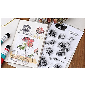 Forever Stamps Silicone Clear Stamps - Plants Botanic Pattern with Arylic Block Set for Card Making Decoration and DIY Scrapbooking ZENTA