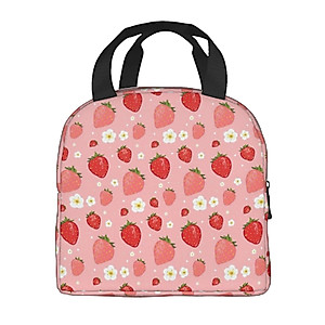 Strawberry Daydream Reusable Insulated Lunch Bag For Women Men Waterproof Tote Lunch Box Thermal Cooler Lunch Tote Bag For Work Office Travel Picnic