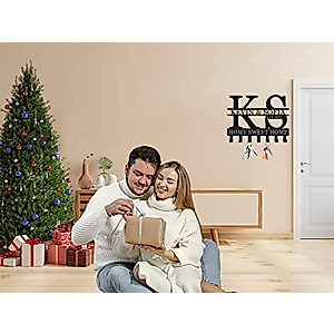 HRZSIGNFC Personalized Couple Names Key Holder for Wall, Metal Key Hooks for Wall, Custom Name Key Rack for Wall, Coat Rack, Towel Rack…