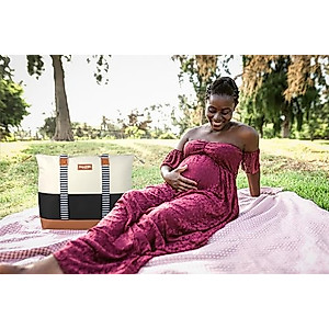 Extra Large Tropical Lunch Tote for Women Insulated 20 Can Cooler, Emma and Chloe Lunch Bags (Black & White)