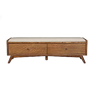 Alpine Furniture Flynn Mid Century Bench, 59" W x 15" D x 18.5" H, Acorn