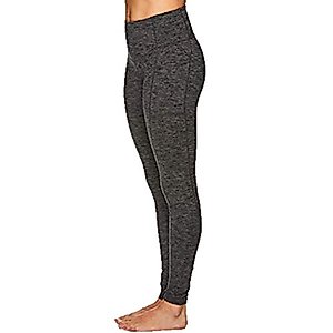 Gaiam Women's Om High Rise Waist Yoga Pants - Performance Spandex Compression Leggings - Hi Rise Relax Charcoal Heather, X-Small