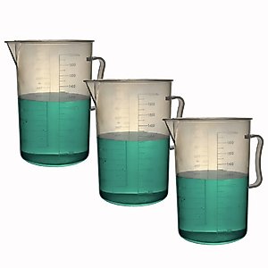 TN LAB Beaker Pitcher Measuring Cup Strong Handle Polypropylene Plastic Graduated 2000ml 2L Holds 2 Quarts 3-Pack
