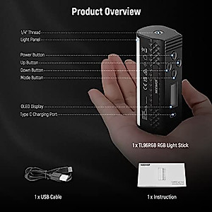 NEEWER Magnetic Handheld Light Wand, 360° Full RGB Mini LED Video Light Stick with 2500mAh Rechargeable Battery, 2500-8500K Dimmable Camera Tube Light for Photography TikTok YouTube Vlog, TL96RGB