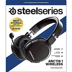 SteelSeries Arctis 1 Wireless Gaming Headset for Playstation – USB-C Wireless – Detachable ClearCast Microphone – for PS5, PS4, PC, Nintendo Switch, Android – Black