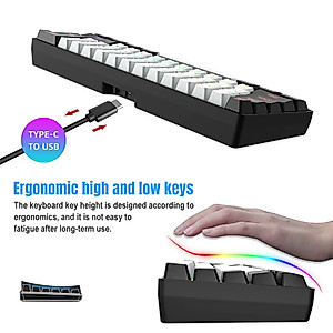 Snpurdiri 2.4G Wireless Gaming Keyboard and Mouse Combo, Include Mini 60% Merchanical Feel RGB Backlit Keyboard, Ergonomic Vertical Feel Small Wireless Mouse(Black and White)