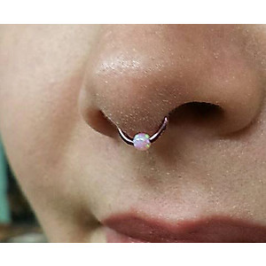 Opal Captive Bead WildKlass Synthetic Rose Gold Rainbow Black 316L Surgical Steel (16g 5/16" 8mm Rose Gold)