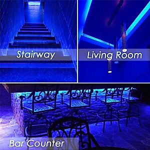 echosari Blue Led Strip Lights Waterproof Battery Operated with Remote, 8 Modes, Dimmable, Timer, Self-Adhesive, Cuttable, 3M 90Led Battery Strip Led Light for Indoor Outdoor Decor