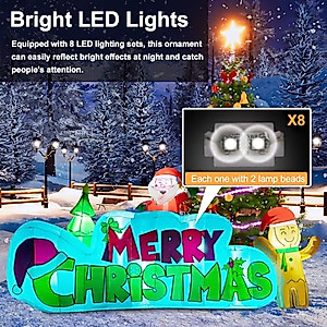10 FT Christmas Inflatable Decoration - Merry Christmas Banner with Santa Gingerbread Man Tree, Blow Up Outdoor Yard Christmas Inflatables with 8 LED Lights for Party Holiday Lawn Winter Decor(1 Pack)