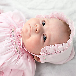 Petit Ami Baby Girls' Daydress with Embroidered Hem, 9 Months, White