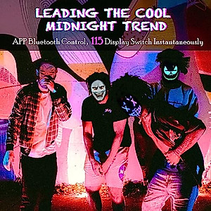 MEGOO Led Mask with Bluetooth Programmable App,Shining Led Light Up Face Mask for Adult Kid Halloween Masquerade Party(Battery)