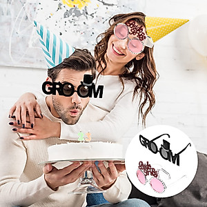 NUOBESTY Groom and Bride Eyeglasses Decorative Bachelor Party Eyeglasses Bachelorette and Bridal Shower Decorations for Party Photo Props, 2pcs