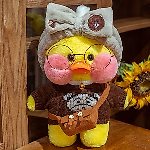 MOMIU Yellow Duck Plush Toy with 9 Pcs Duck Stuffed Animal Clothes and Accessories-Cute Duck Stuffed Animal with Glasses, Birthday Gifts for Kids