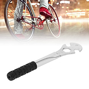 Diydeg Bicycle Spanner, 3 in 1 Bike Pedal Wrench Steel Crank Removal 14.5/15/24mm Durable with Labor Saving Handle for Bike Repairing for Road Bike