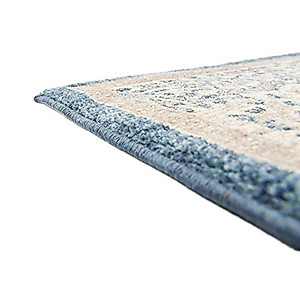 Unique Loom Salzburg Collection Classic Traditional Design Oriental Inspired with Intricate Border Area Rug, 4 ft, Blue/Beige