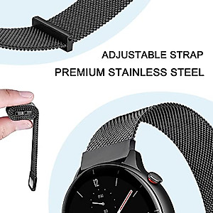 OTOPO Galaxy Watch 4/6 Classic Bands 47mm 46mm 43mm 42mm, Watch 6/5/4 Band 44mm 40mm,Watch 5 Pro Bands, 20mm Metal Mesh Stainless Steel Replacement Strap Bands for Men Women Black