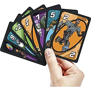 Mattel Games UNO Disney and Pixar Lightyear Card Game, Travel Game with Movie-Themed Deck in Collectible Tin for 2-10 Players