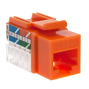 SATMAXIMUM Cat6 Keystone Ethernet Wall Jack Punch Down UTP 45-Degree (Easier Termination Than 90-Degree), RJ45 Slim Profile Speed Termination Orange - 45° Angled (30 Pack)