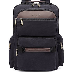 KAUKKO Fashion Spacious Canvas Laptop Knapsack with Sleeve Backpack for Men-Black