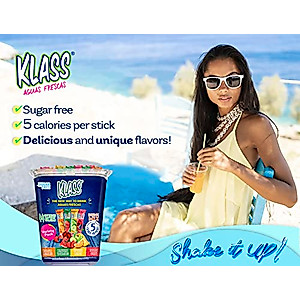 Klass Aguas Frescas, Variety Pack, Sugar Free Drink Mix, Fruit Variety Packets, On-The-Go! Powdered Drink Mix (44 Count Powder Stick Packs) 5 Calories Per Packet- Shake it up! The new way to drink Aguas Frescas.