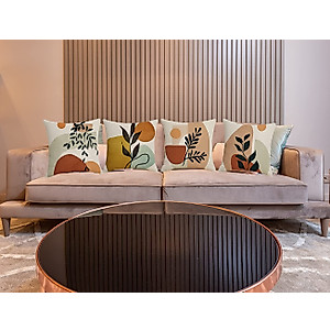 Menoeceus Boho Pillow Covers 18x18 Set of 4, Boho Throw Pillow Covers, Abstract Pillow Covers, Geometric Tropical Pillow Cover, Boho Decorative Throw Pillow Covers for Couch Cushion Case