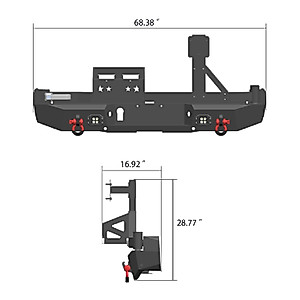 LUYWTE Fit 2016-2023 Tacoma Steel Front and Rear Bumper With Winch Plate&Tire Carrier&LED Lights（Black Texture）